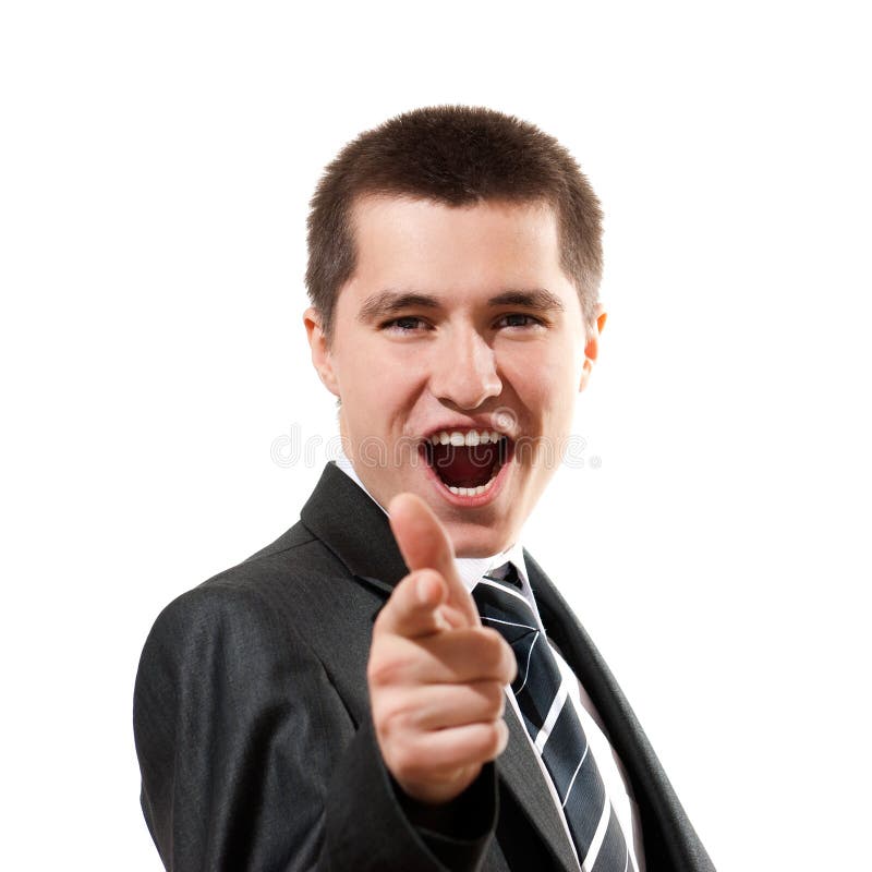 Portrait of Happy Business Man Pointing at You Stock Photo - Image of ...
