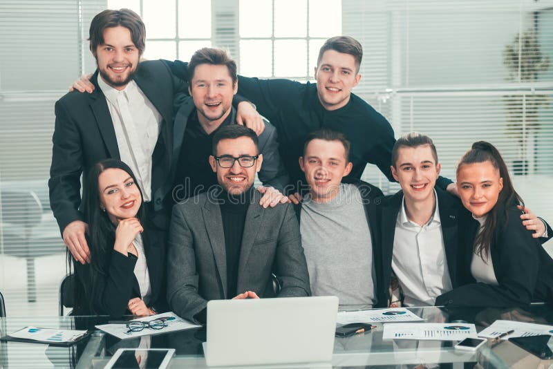 Portrait of a Happy Business Team in the Workplace. Stock Photo - Image ...