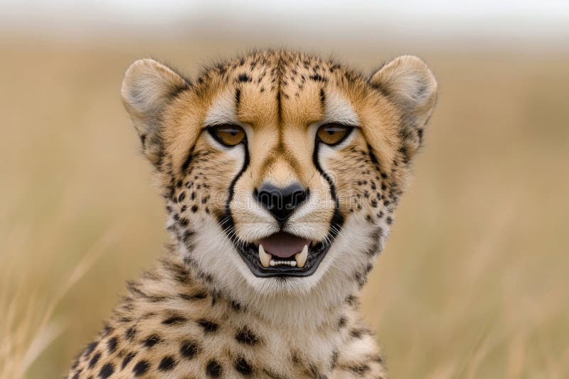 A Portrait of a Happy Cheetah Stock Illustration - Illustration of ...