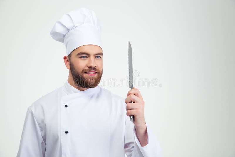 Portrait of a Happy Chef Cook Holding Knife Stock Photo - Image of ...