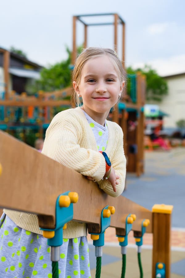 Portrait of Happy Child Girl at Playground Stock Image - Image of ... Portrait of Happy Child Girl at Playground Stock Image - Image of ...