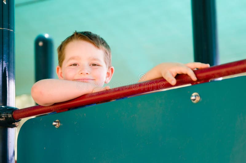 Portrait of Happy Child at Playground Stock Photo - Image of enjoy ...