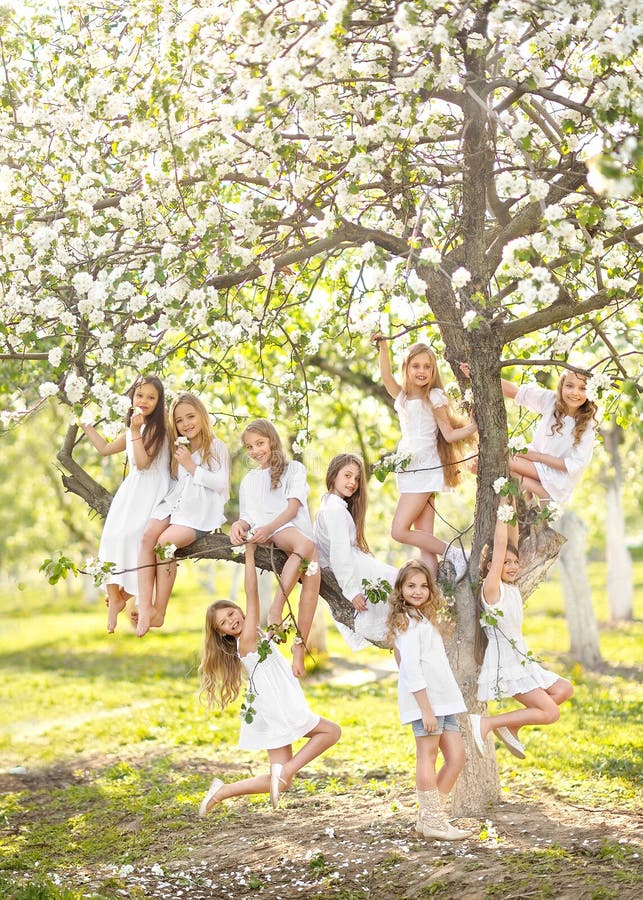 Portrait of Happy Children on Nature Stock Photo - Image of beautiful ...