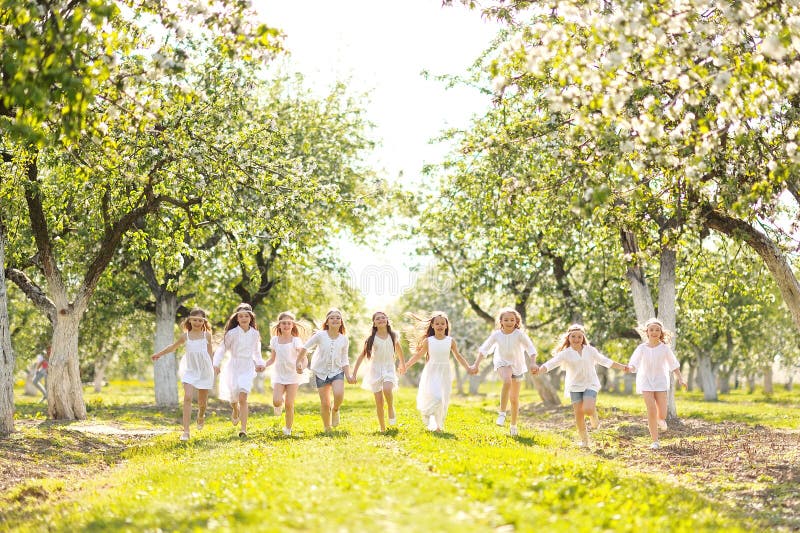 Portrait of Happy Children on Nature Stock Photo - Image of happy ...