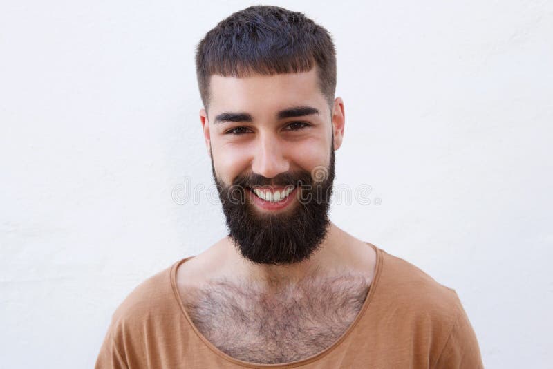 Happy Confident Man with Beard Standing by Wall Stock Image - Image of ...