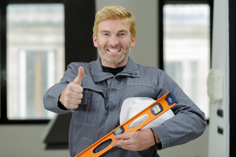 Portrait Happy Construction Worker Stock Photo - Image of hardhat ...