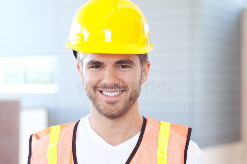 Portrait of a Happy Construction Worker Stock Image - Image of worker ...