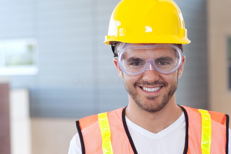 Portrait of a Happy Construction Worker Stock Photo - Image of site ...