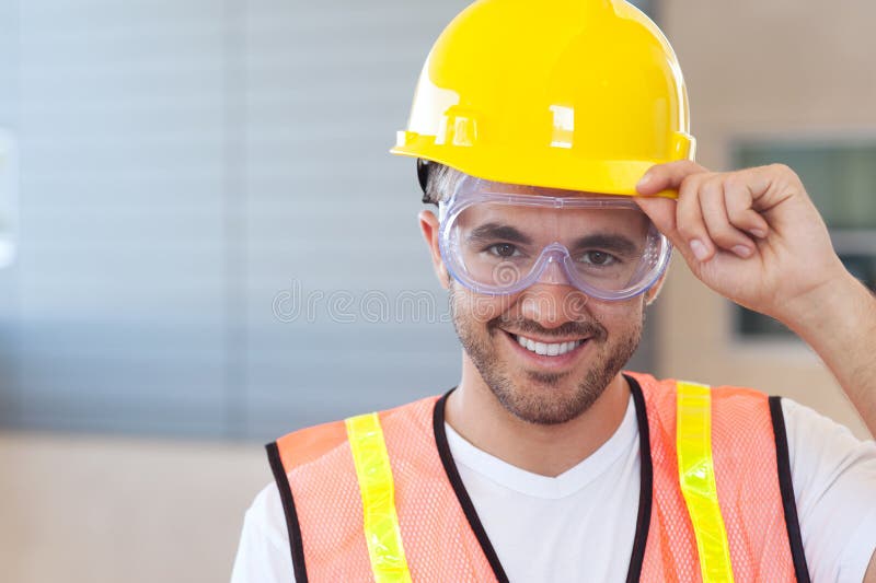 Portrait of a Happy Construction Worker Stock Photo - Image of helmet ...