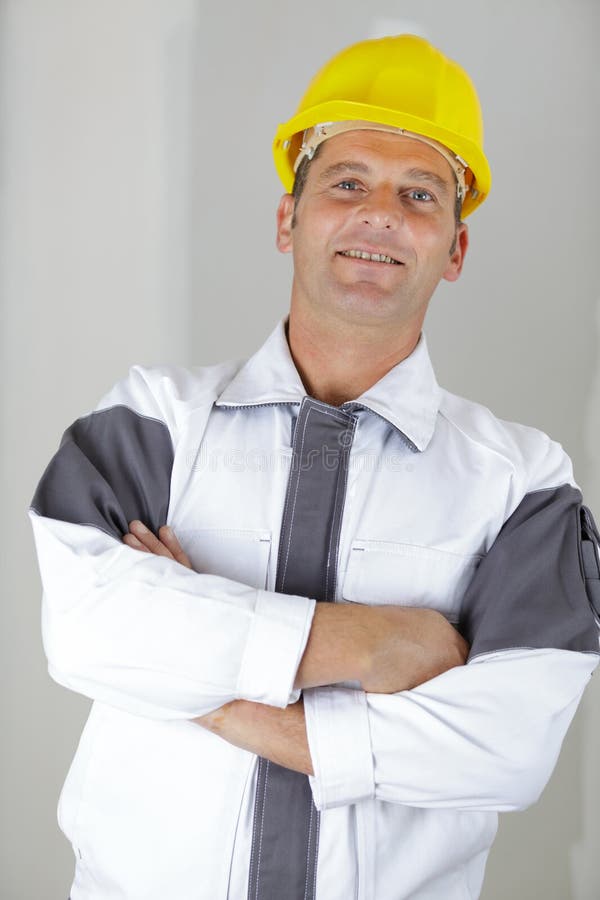 Portrait Happy Construction Worker Stock Image - Image of oneperson ...