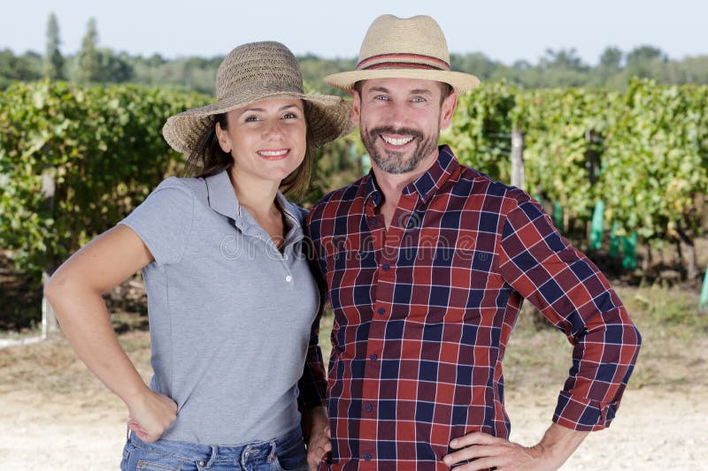 Portrait Happy Couple in Their Vineyard Stock Photo - Image of ...
