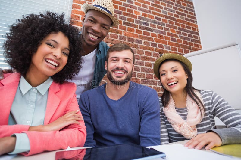 Portrait of Happy Creative Team at Office Stock Image - Image of black ...