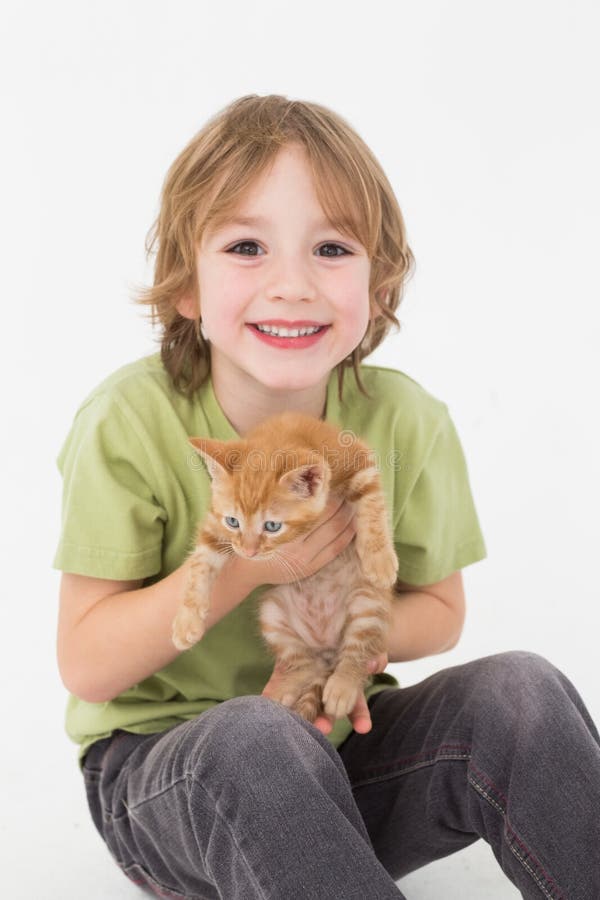 266 Cute Boy Holding Looking Kitten Stock Photos - Free & Royalty-Free ...