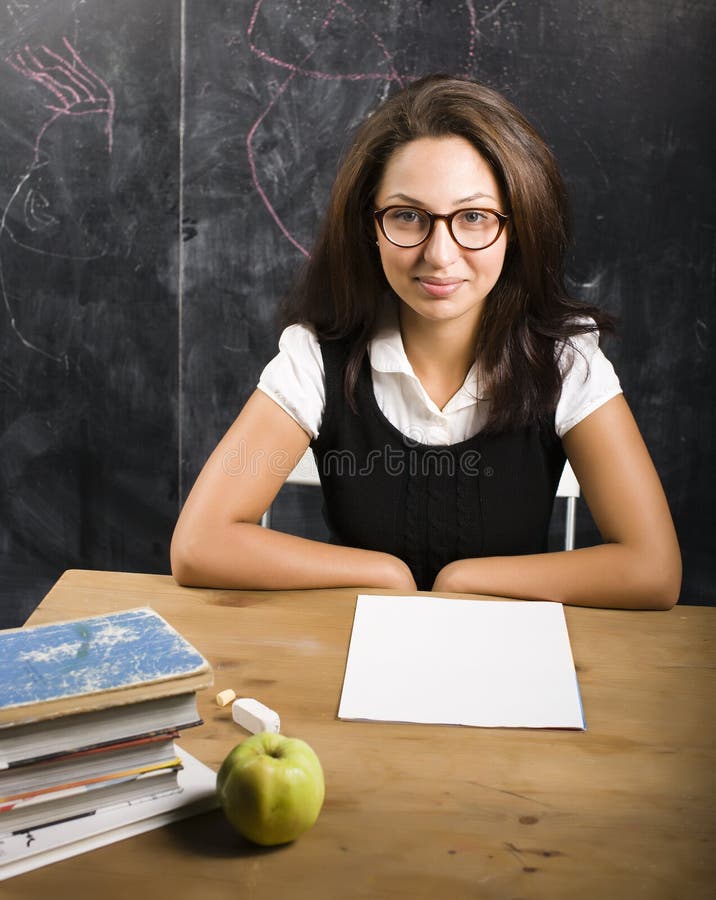 Portrait of Happy Cute Student in Classroom Stock Image - Image of ...