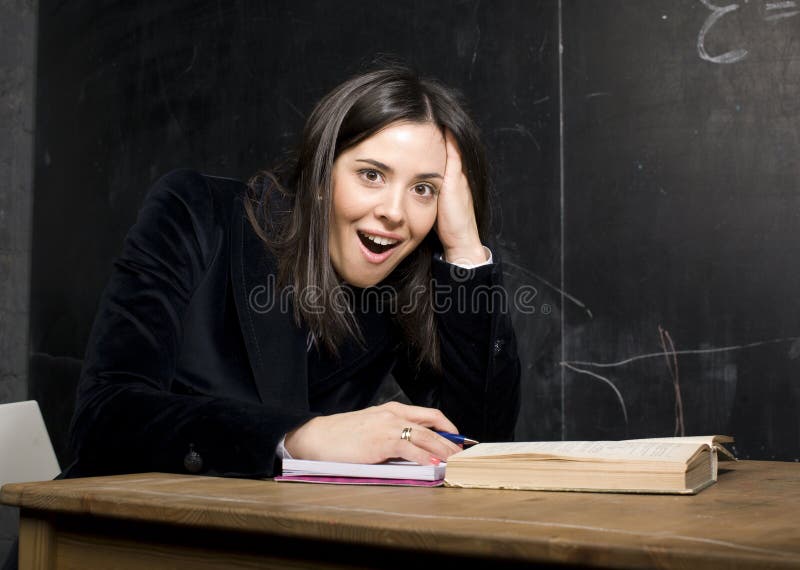 Portrait of Happy Cute Student in Classroom Thinling Stock Photo ...