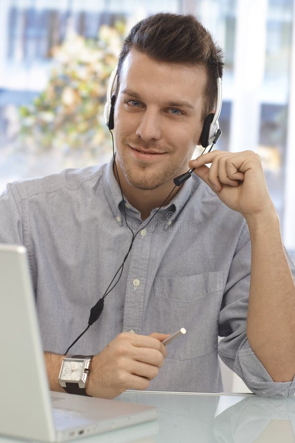 Happy Dispatcher Working in Call Center Stock Image - Image of center ...