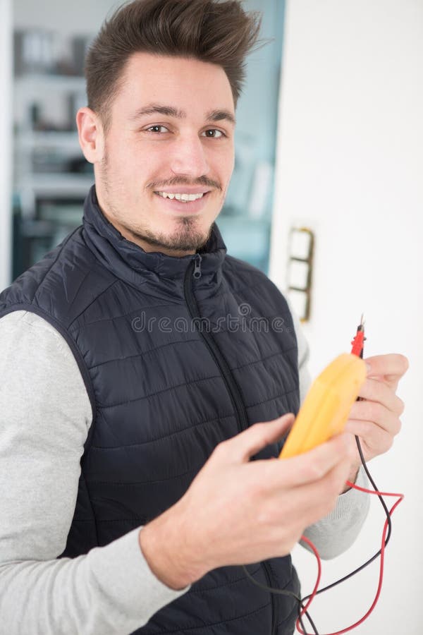 Portrait Happy Electrician at Work Stock Photo - Image of electricity ...