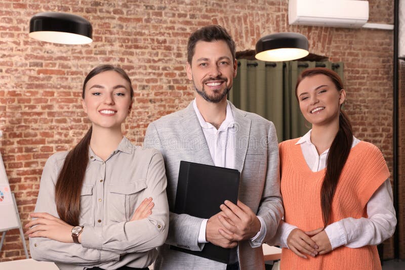 Portrait of Happy Employees in Office. Team Work Stock Image - Image of ...