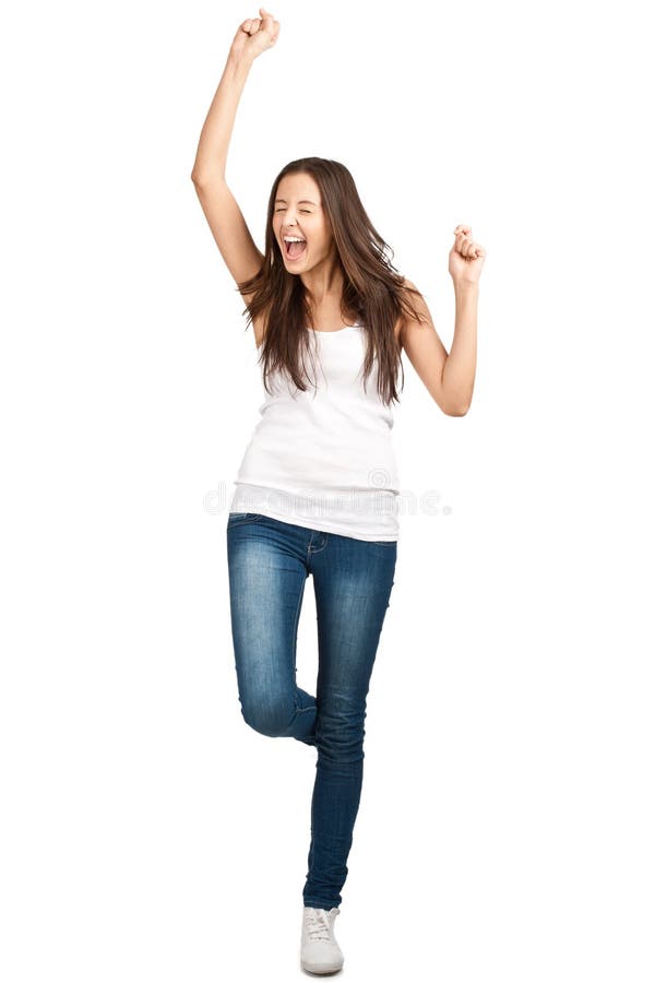 Portrait of Happy Excited Girl Screaming Stock Photo - Image of ...