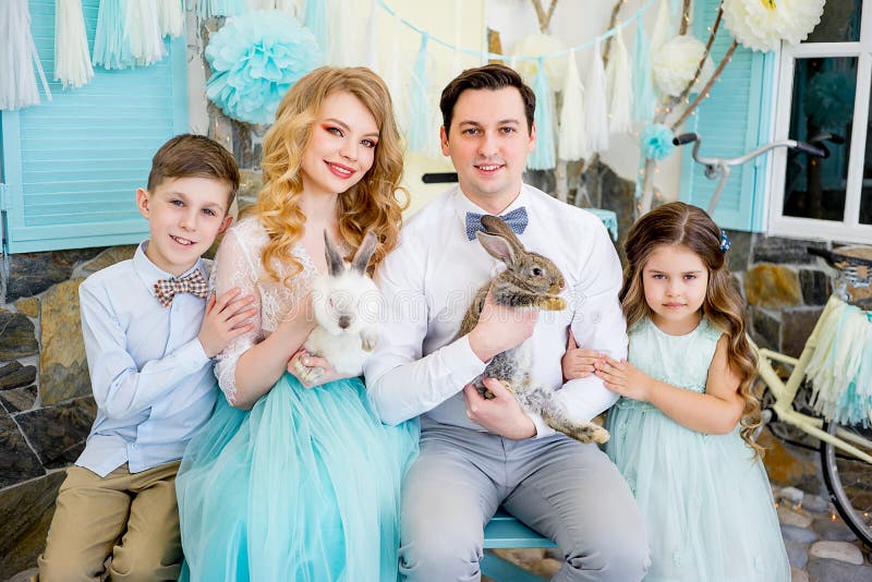 Family celebrating easter stock photo. Image of child - 121919100