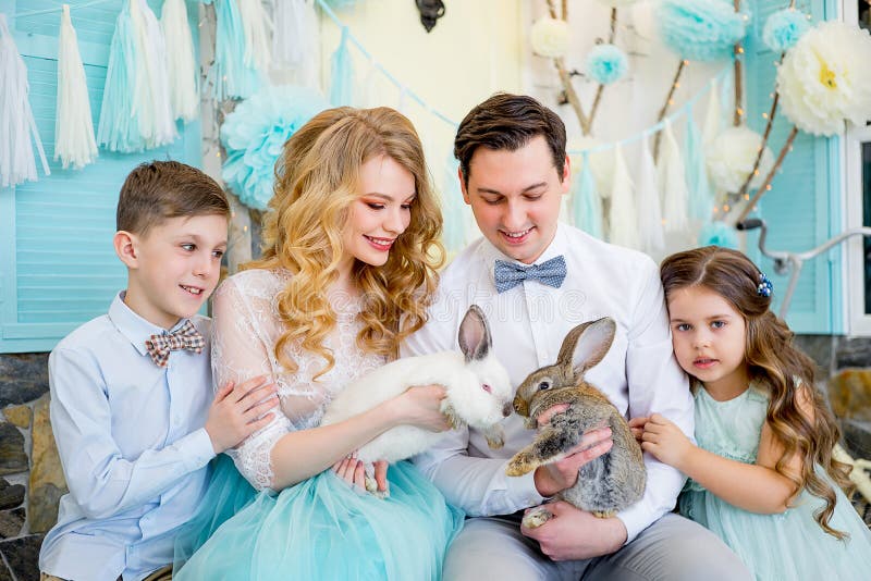 Family celebrating easter stock image. Image of happiness - 121919167