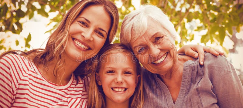 Portrait of Happy Family with Granny Stock Illustration - Illustration ...
