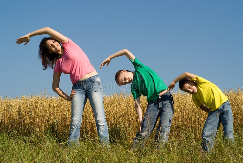 Portrait of a Happy Family of Three Stock Image - Image of male, casual ...