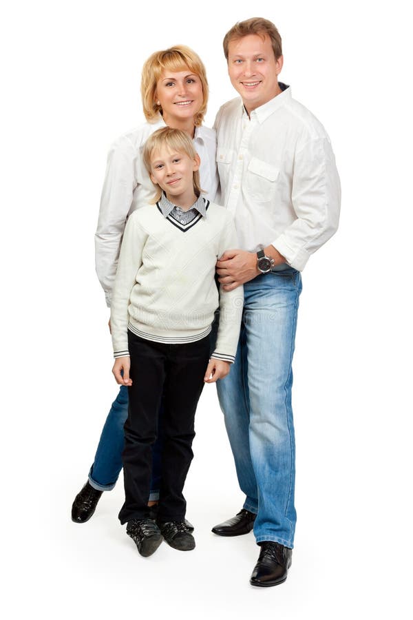 Portrait of a Happy Family of Three Stock Image - Image of parenthood ...