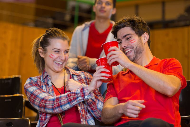 Portrait Happy Fans Cheering Stock Photo - Image of stadium, club ...