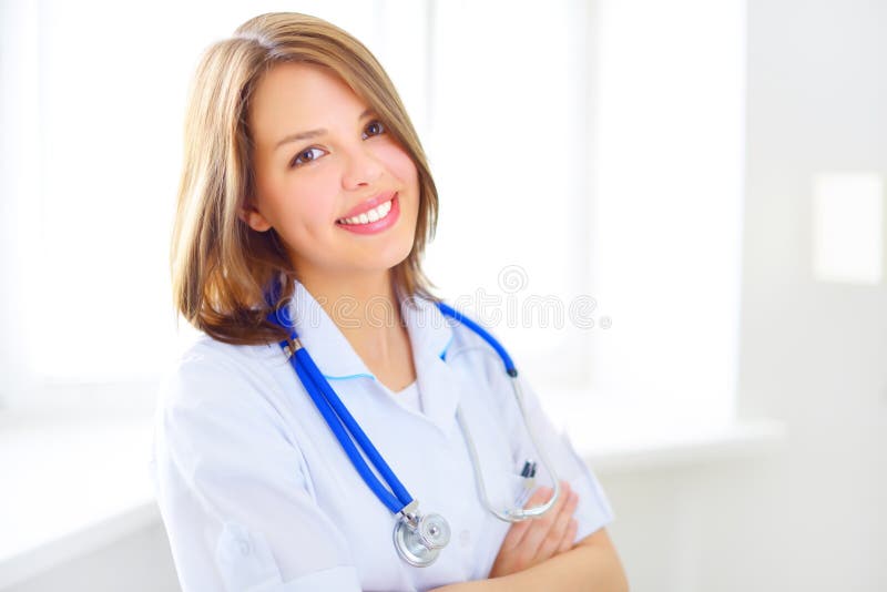 Happy Doctor With Patient Chart File Dossier Stock Image - Image of ...