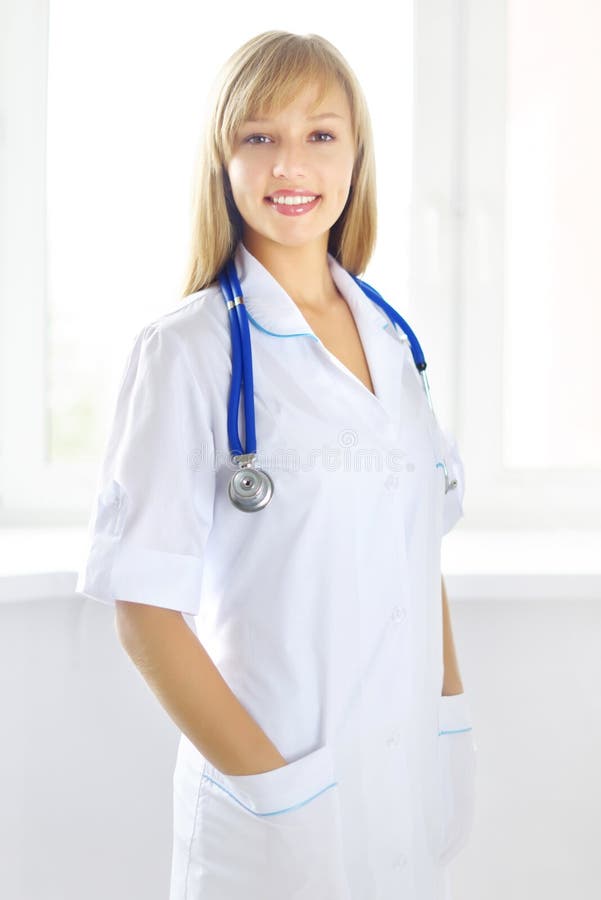 Beautiful Female Doctor Isolates on White Stock Photo - Image of ...