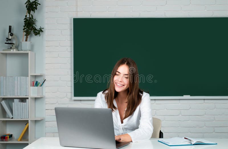 Portrait of Happy Female University Student Study Lesson at School or ...