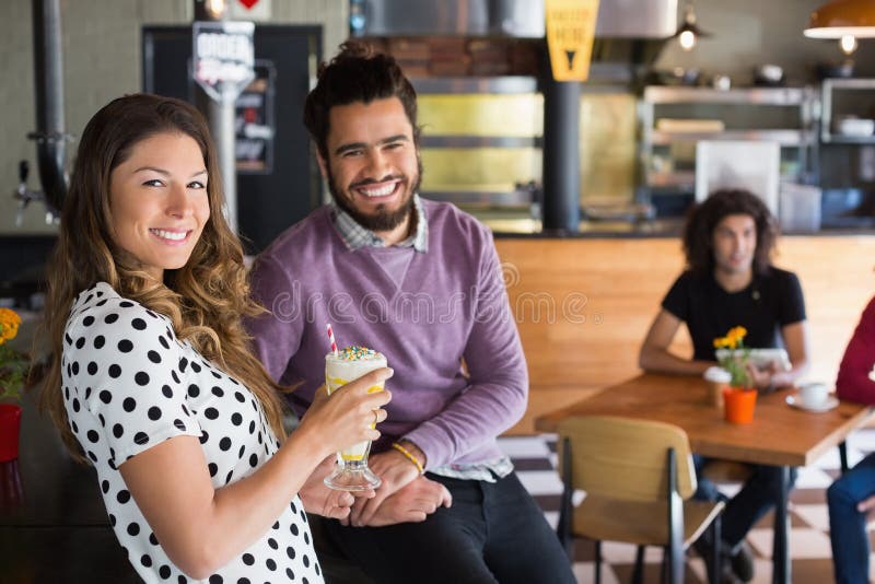 Portrait of Happy Friends in Restaurant Stock Photo - Image of curly ...