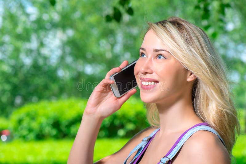 Portrait of Happy Girl with a Phone Stock Photo - Image of girl ...