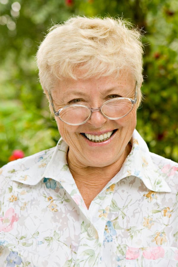 Portrait of happy granny stock image. Image of good, alone - 26384653