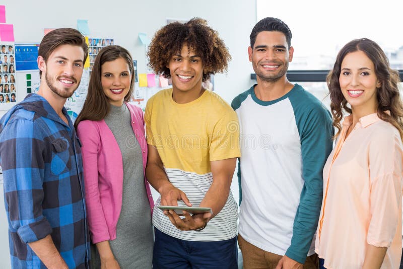 Portrait of Happy Graphic Designers Using Digital Tablet Stock Image ...