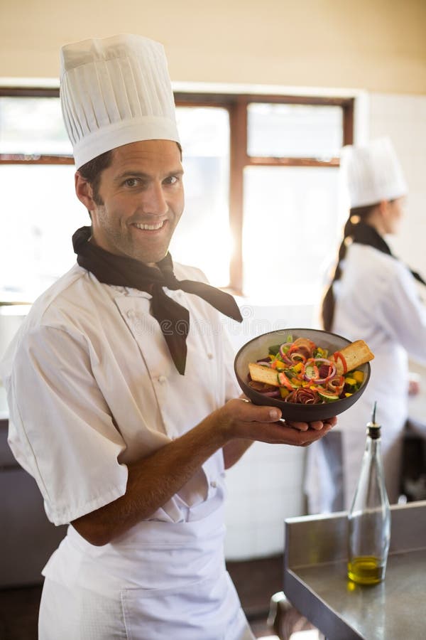 Portrait of Happy Head Chef Presenting His Salad Stock Image - Image of ...