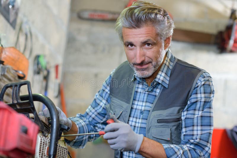 Portrait Happy Industry Worker Stock Image - Image of lathe, center ...