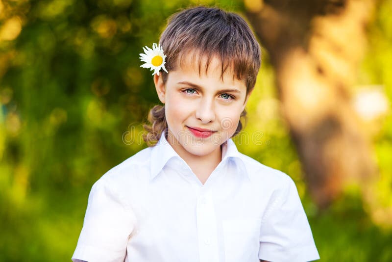 Smiling Boy Outdoor Portrait in the Park Stock Photo - Image of child ...