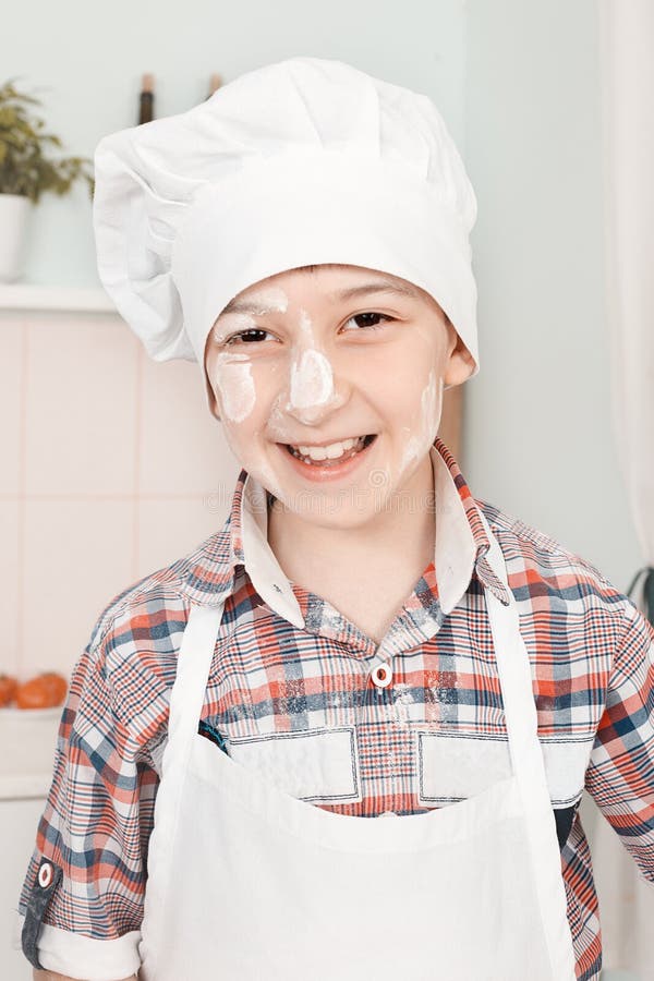 Happy Little Chefs Preparing Dough in the Kitchen Stock Photo - Image ...