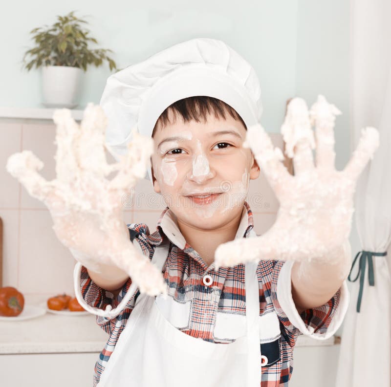 Portrait of a Happy Little Chef Stock Image - Image of funny, cook ...