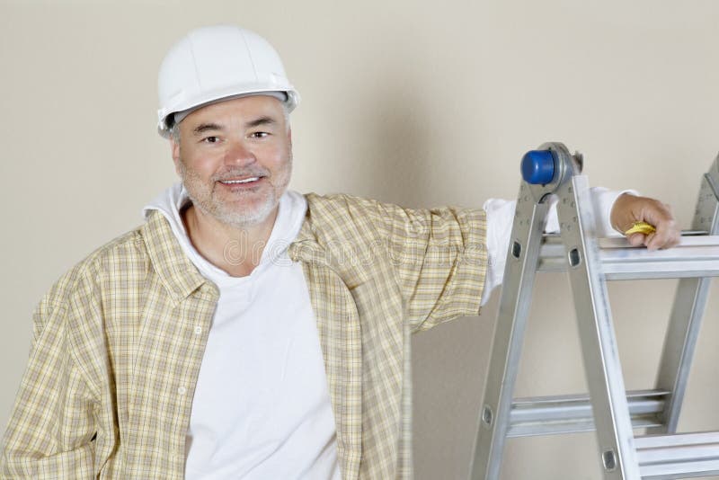 Close-up Portrait Of Contractor With Dust Mask Over Colored Background ...