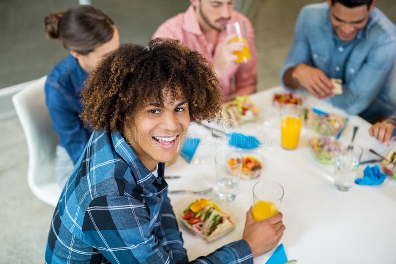 Portrait of Happy Male Executive Having Breakfast Stock Photo - Image ...
