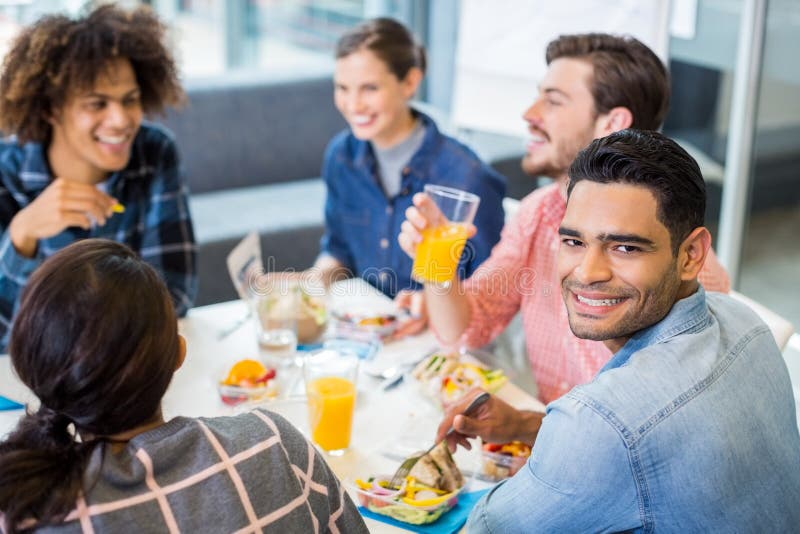 Portrait of Happy Male Executive Having Breakfast Stock Image - Image ...