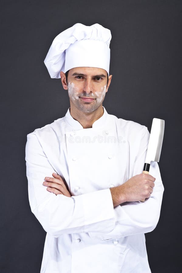 Portrait of Happy Man in Cook Uniform Looking at Camera Stock Photo ...