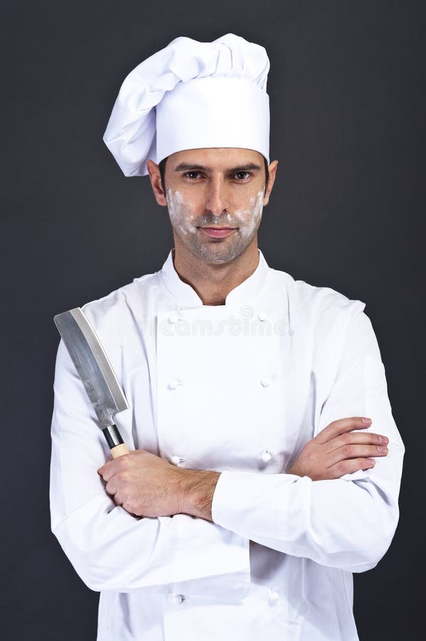 Portrait of Happy Man in Cook Uniform Looking at Camera Stock Photo ...