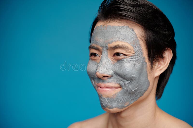 Man Testing Moisturizing Clay Mask Stock Photo - Image of apply ...