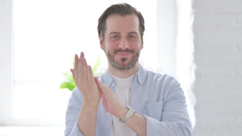 Portrait of Happy Young Man Clapping, Applauding Stock Image - Image of ...