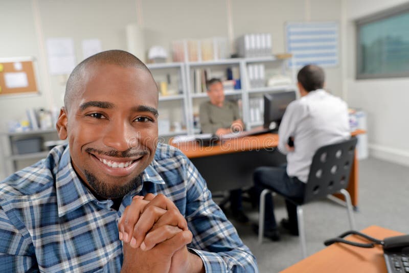 Portrait Happy Office Worker Stock Photo - Image of businessman ...