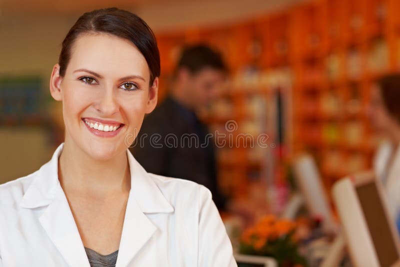 Portrait of Happy Pharmacist Stock Image - Image of medicines ...
